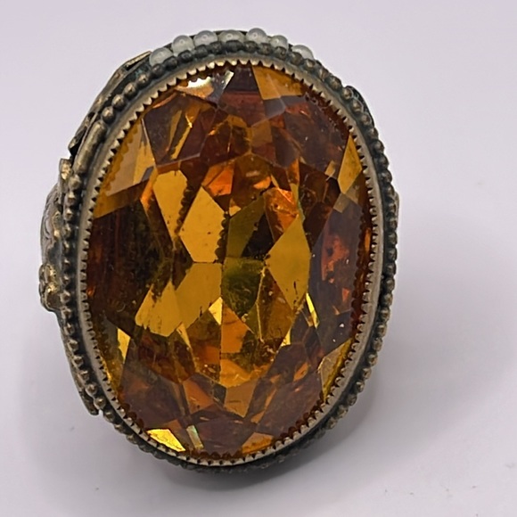 Jewelry | Art Deco Huge Vintage Antique Statement Ring This Anber Color ...
